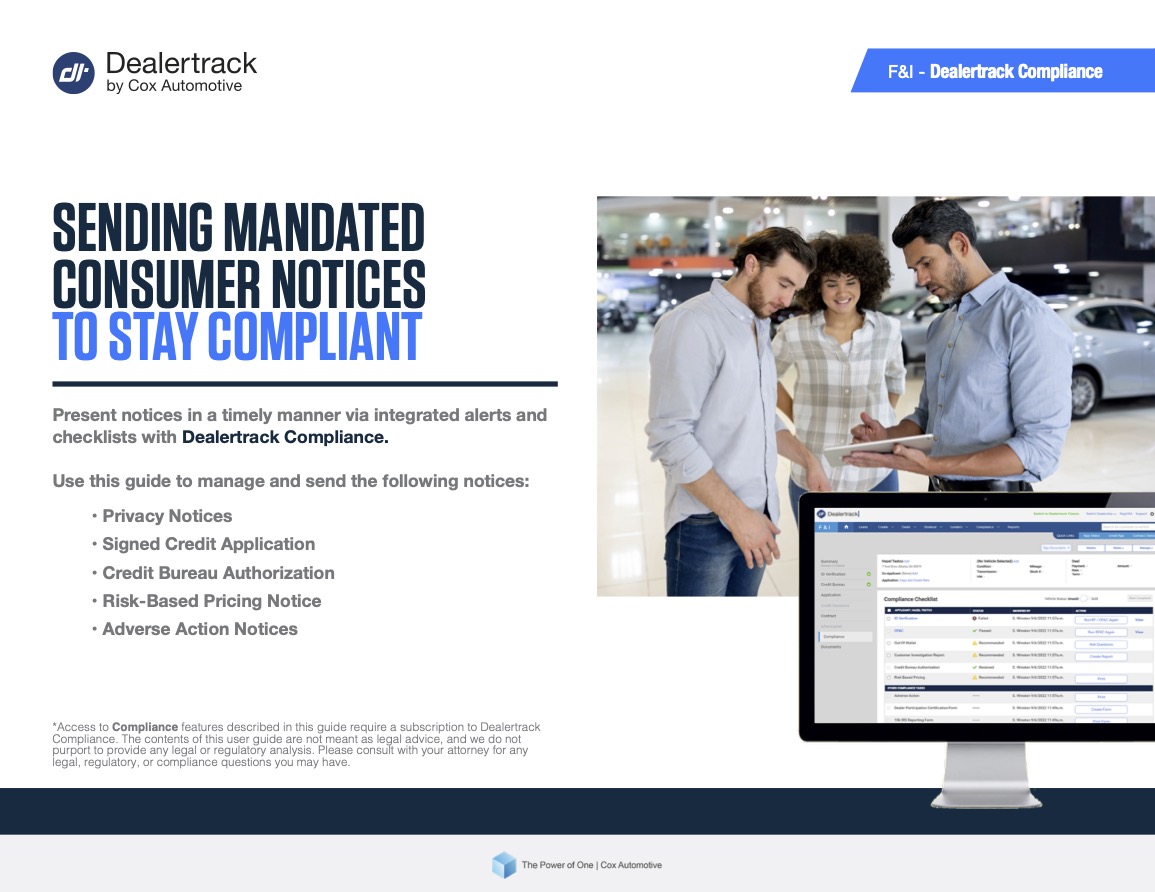 Lender Digital Contracting/Choice Comparison Info Sheet: Dealertrack